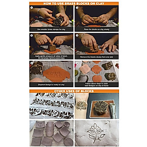 Popular Printing Block Brass Floral Pattern Wooden Clay Stamp BSCtag007