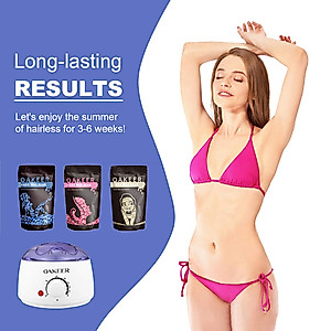 Oakeer Waxing Kit Mini Wax Warmer Painless Hair Removal Body Waxing Designed for Partial Waxing Werewolf Own Waxing at Home,24 Accessories