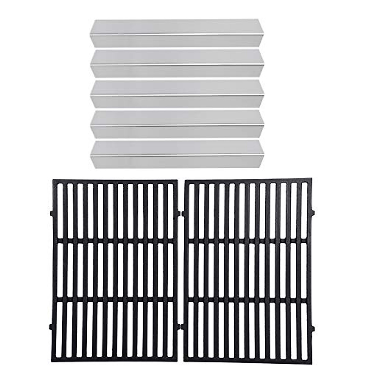 GasSaf 15.3 inch Flavorizer Bars and 17.5 inch Grill Grates Replacement for Weber 7636 7638, Spirit 300 Series E310 E320 E330 S310 S320 S330 Gas Grills with Front Control Knob (2013-2017)