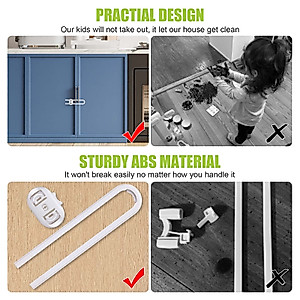 10-Pack Safety Cabinet Locks for babies, Child safety cabinet locks, baby Proof Cabinet latches, Adjustable U-Shaped Sliding Child locks for Closet cabinets Knob Handle(WHITE)