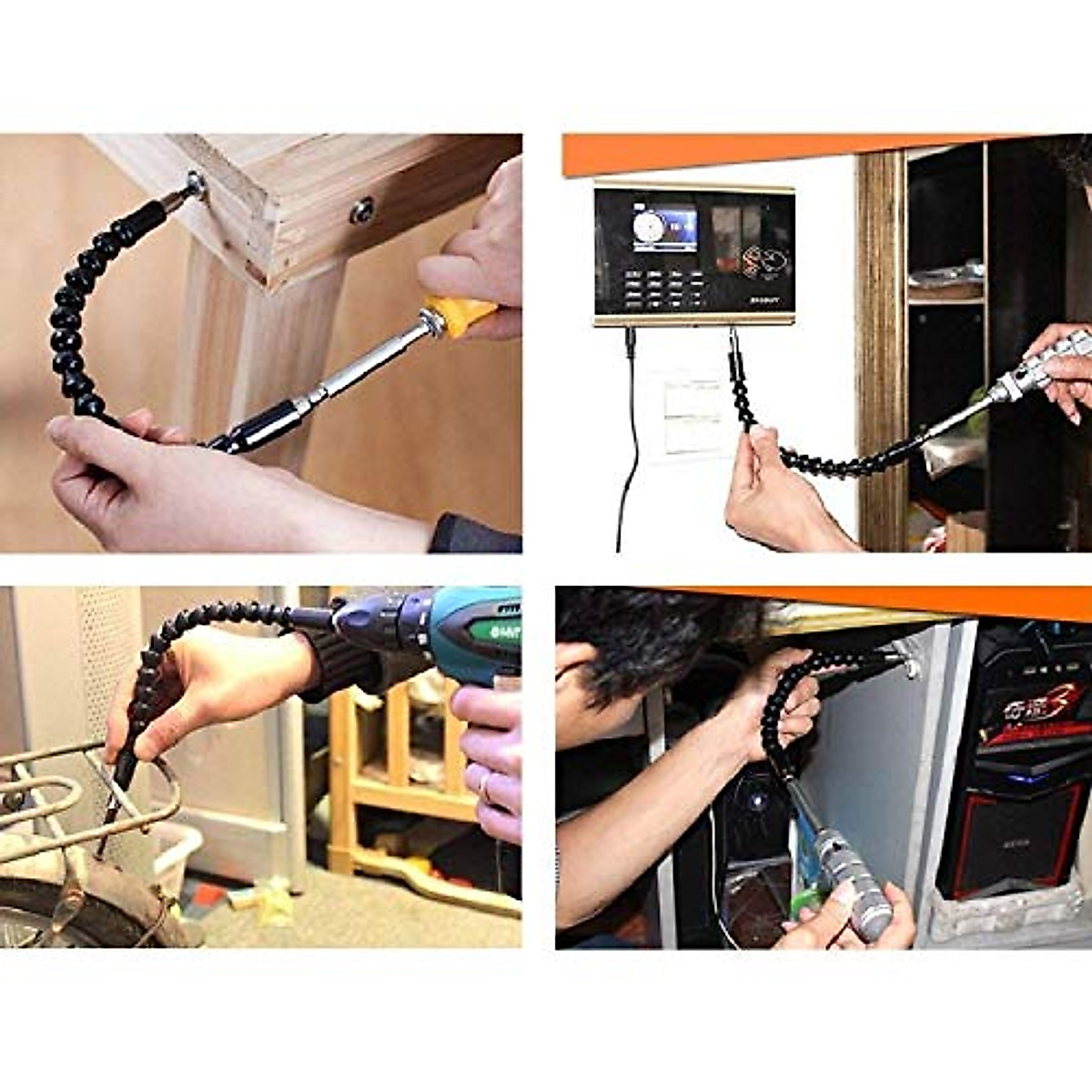 11.5 Inch Flexible Extension Shaft with 10 Drill Bit Sets, 1/4" Hex Head Magnetic Connect Drive Shaft Tip, Drill Flexible Shaft, Batch Head Connecting Rod Multi-Angle Work