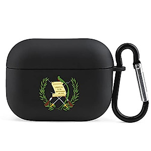Sedoied Coat of Arms of Guatemala Earphone Protective Cover Soft Skin Durable Antidrop Case for AirPods Pro with Keychain, black-style, One Size