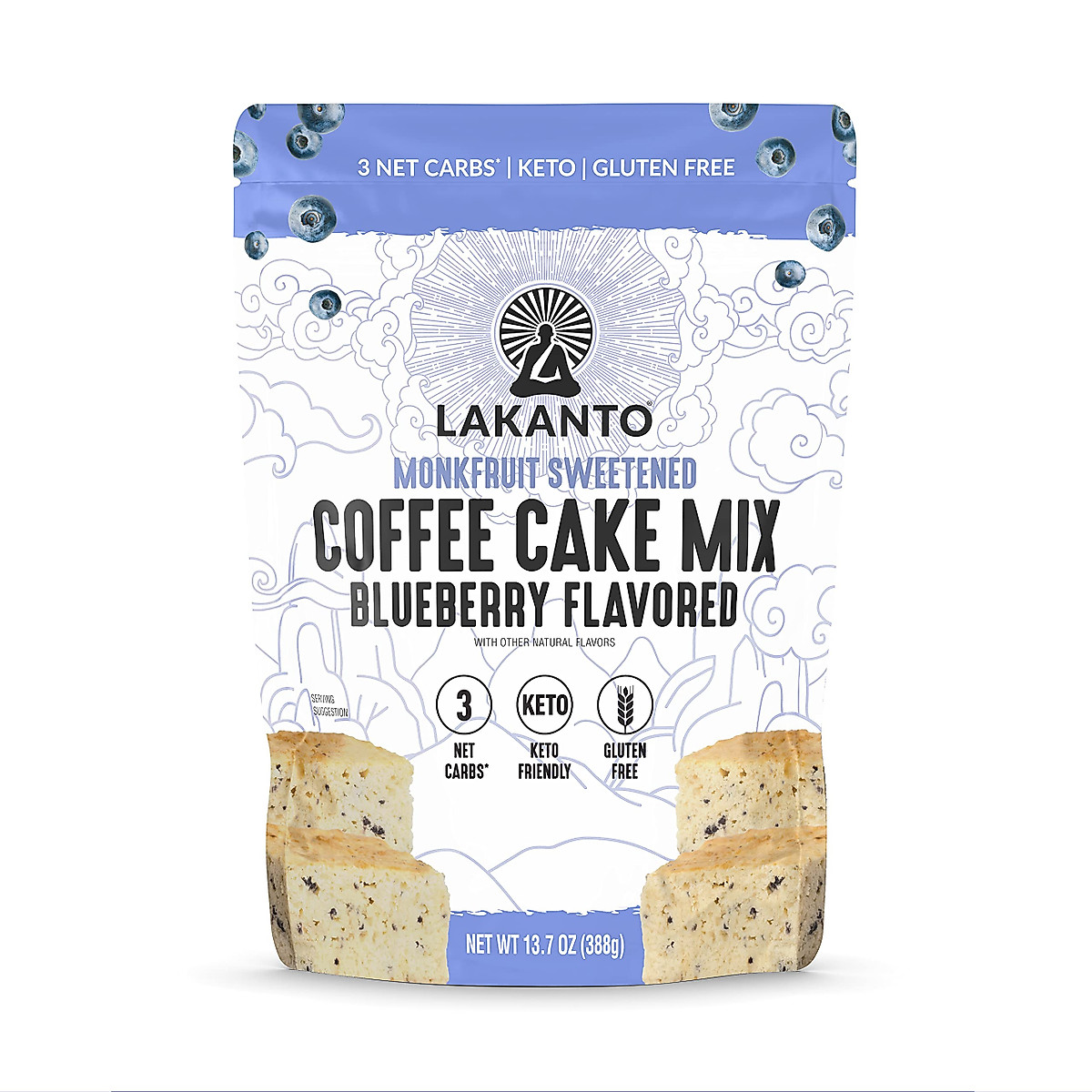 Lakanto Blueberry Coffee Cake Mix - Sweetened with Monk Fruit Sweetener, Keto Diet Friendly, Gluten Free, 3 Net Carbs (13.7 oz)