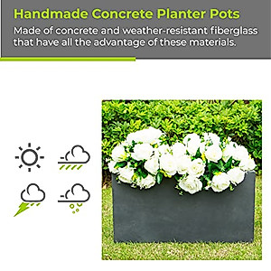 Kante 31.1" L Long Rectangular Concrete Planter, Large Outdoor Indoor Garden Pots with Drainage Hole and Rubber Plug, Charcoal