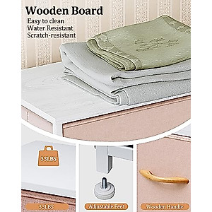 JOINHOM Dresser Storage Tower with Drawers, Fabric Tall Dresser Drawer for Bedroom, Office, Entryway, Living Room and Closet- Sturdy Steel Frame, Easy Pull Bins & Wooden Top