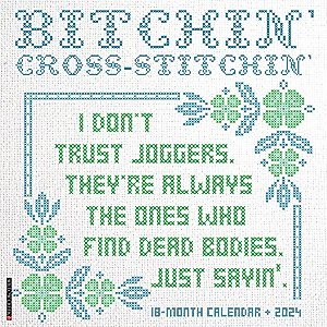 Willow Creek Press Bitchin' Cross-Stitchin' Monthly 2024 Wall Calendar (12" x 12")