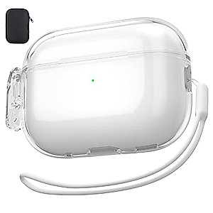 Valkit Compatible Airpods Pro 2 Case Clear with Lock, Shockproof AirPods Pro 2nd/1st Generation Case Soft Transparent Protective Cover with Lanyard iPods Pro 2 Skin for Airpods Pro 2nd/1st Gen