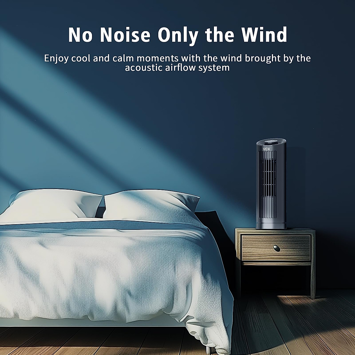 VCK Tower Fan, 80° Oscillating Table Fan with 3 Speeds, Fast Cooling, Quiet Operation, Portable Bladeless Fan, 13" Desk Fan for Bedroom Home Office Desktop