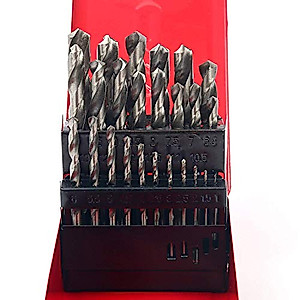 38pcs Twist High Speed Steel Drill Set Drilling Bit Metal Metric Tool 1-13mm, 118 Degree Split Point Angle, with Metal Case, HSS Drill Bit