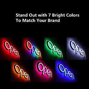 LED Open Sign,16x6 inch Open Sign for Business,With multiple flashing modes, Ideal for Restaurant, Bar, Salon and More,24V/1A Power Supply，with Open/Close Sign (white)