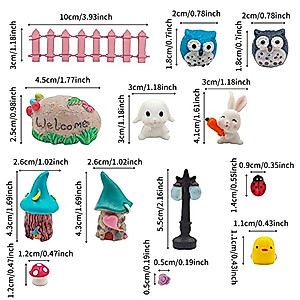 39 Pcs Miniature Fairy Garden Kit for Kids Mini Animal Miniatures Rabbit Mushroom Fairy House Garden Accessories,Micro Landscape Ornaments DIY Kit Environmental Resin Miniatures Terrarium Decor