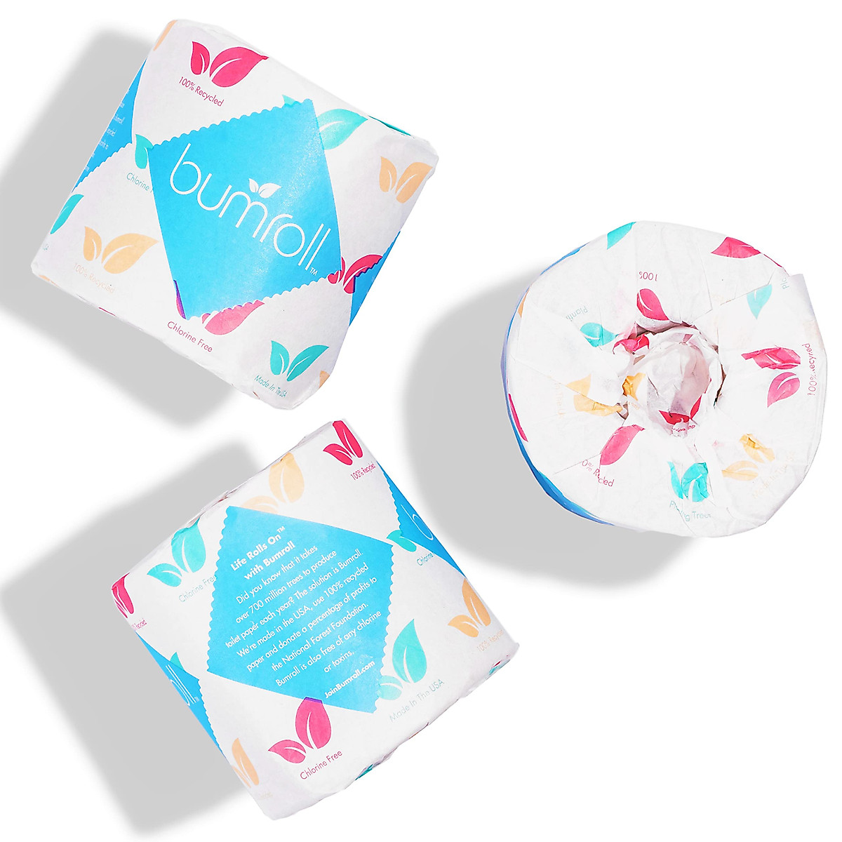 Bumroll Made in USA, 24 Premium Earth Friendly Recycled Toilet Paper Rolls - Soft, Absorbent & Eco-Friendly Bathrooms Tissue Rolls for Home & Office - Septic Safe & RV-Friendly - Bulk Toilet Paper