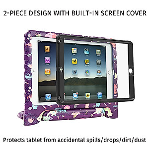 HDE Case for iPad 9.7 inch 2018/2017 Kids Shockproof Bumper Hard Cover Handle Stand with Built in Screen Protector for Apple Education 6th / 5th Generation