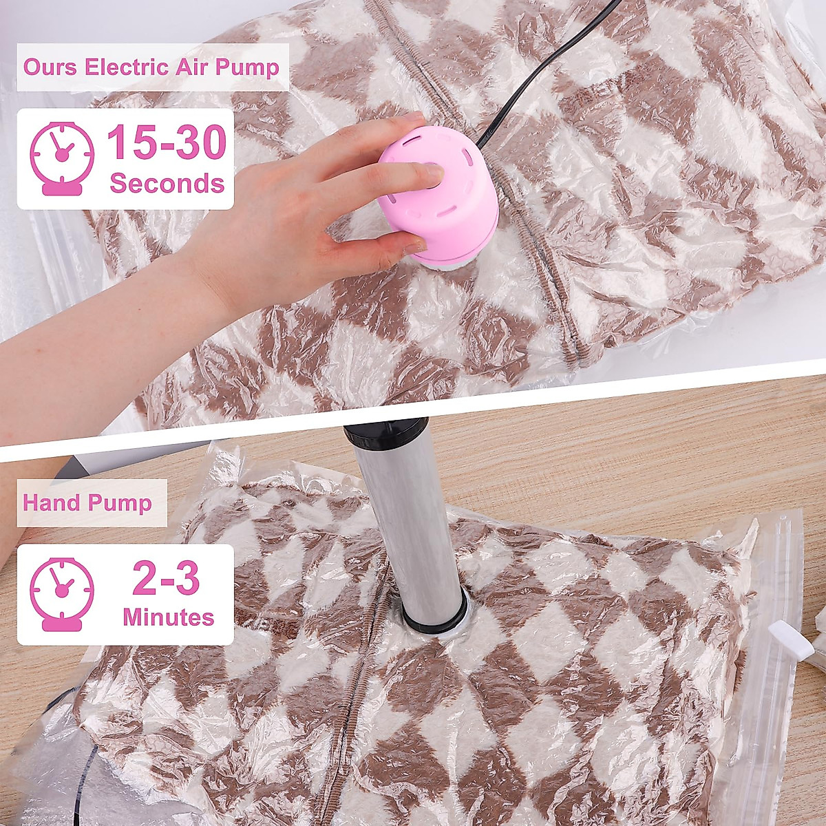 AUKUS Vacuum Storage Bags with Manual Air Pump, 2 Pack Space Saver Bags, 6 Medium/6 Small Compression Storage Bags for Comforters and Blankets, Vacuum Sealer Bags for Clothes Storage