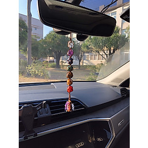 Handmade Crystal Window Car Hanging Ornaments 7 Chakra Home Decoration Feng Shui Ornament Yoga Meditation Car Decoration Tumbled Palm Stones Christmas Decorations Ornaments