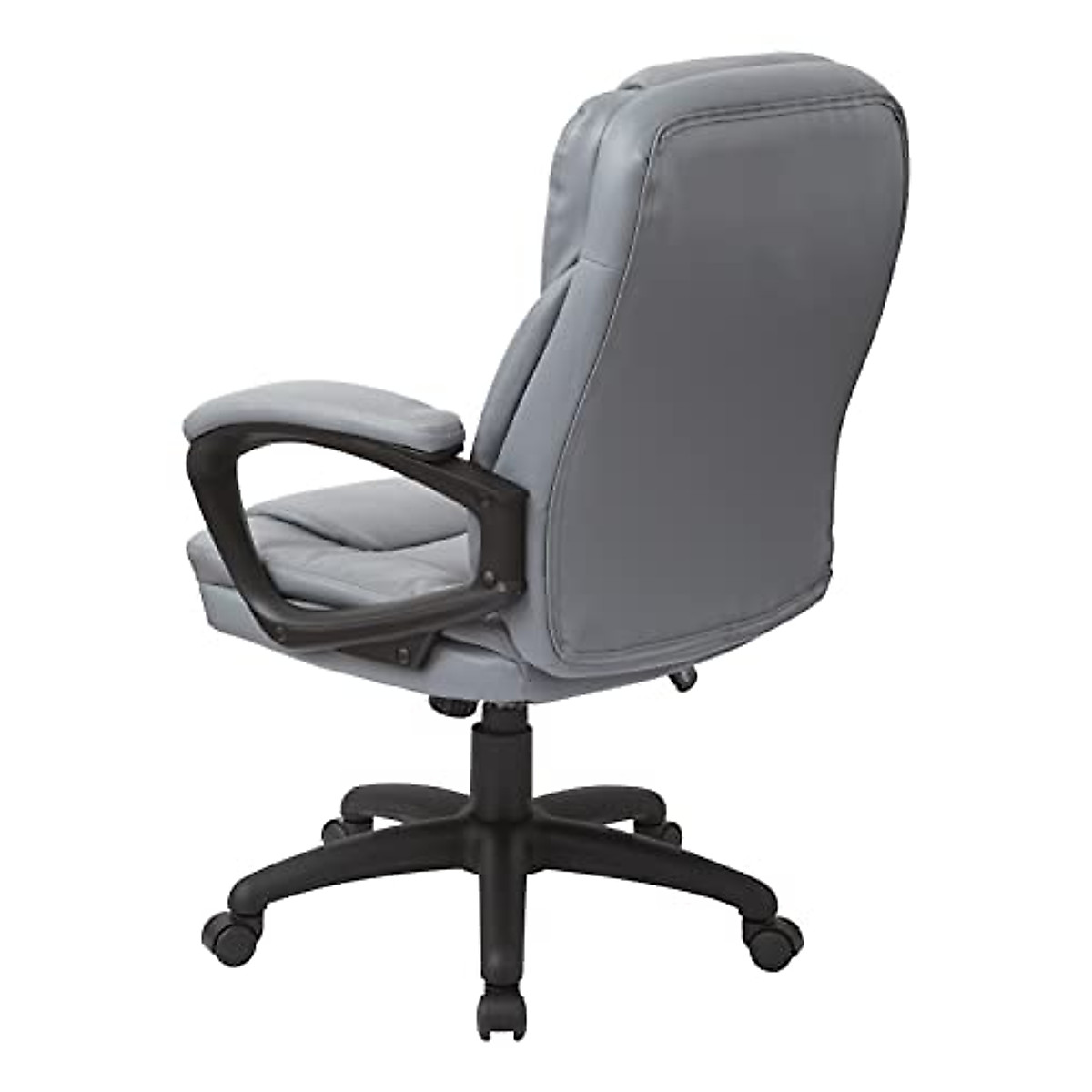 Office Star FL Series Faux Leather Manager's Adjustable Office Chair with Lumbar Support and Padded Arms, Charcoal Grey
