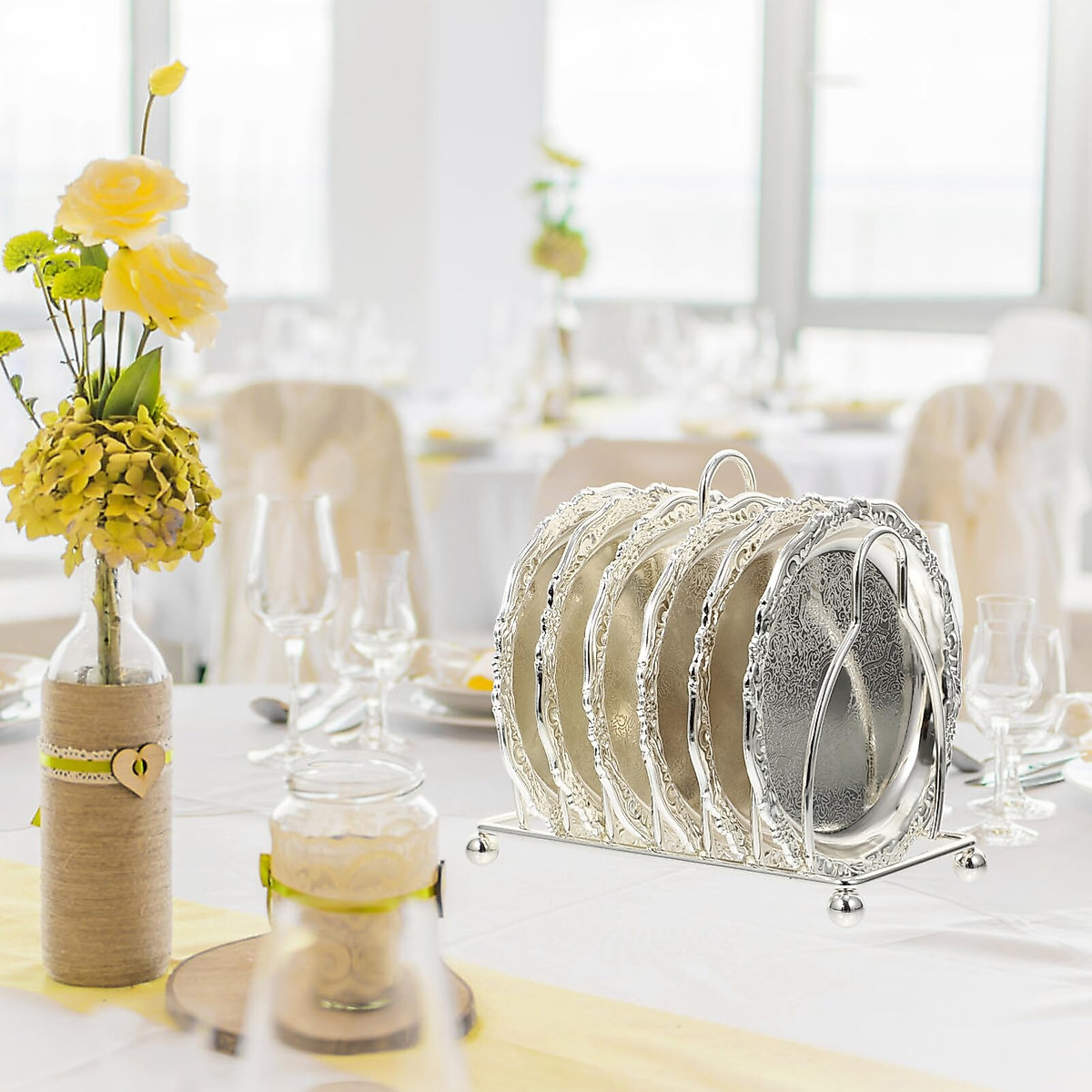 DECHOUS 1set Metal Insulated Coasters Metal Coffee Cup Table Coasters for Drinks Desktop Decor Cocktail Metal Coaster Christmas Dinner Decor Metal Cup Mats Cup Holder Coaster Cup Coaster