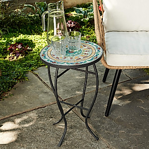 Quality Outdoor Living 29-KY02BL Accent Side Table, Small, Blue