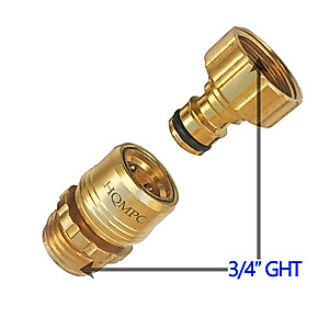 HQMPC Garden Hose Quick Connect No Pb Solid Brass Quick Connector Garden Hose Fitting Water Hose Connectors 3/4 inch GHT (4)