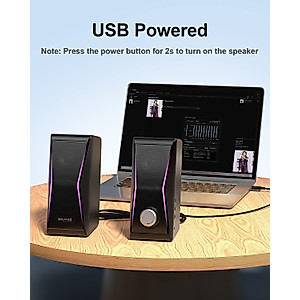 Computer Speakers, Dynamic RGB PC Speakers, Bluetooth 5.0 HiFi Computer Speakers for Desktop with 2 Bass Diaphragms & 4 Speaker Units, USB Powered & 3.5mm AUX Cable for PC Laptop Monitor Tablet Phone