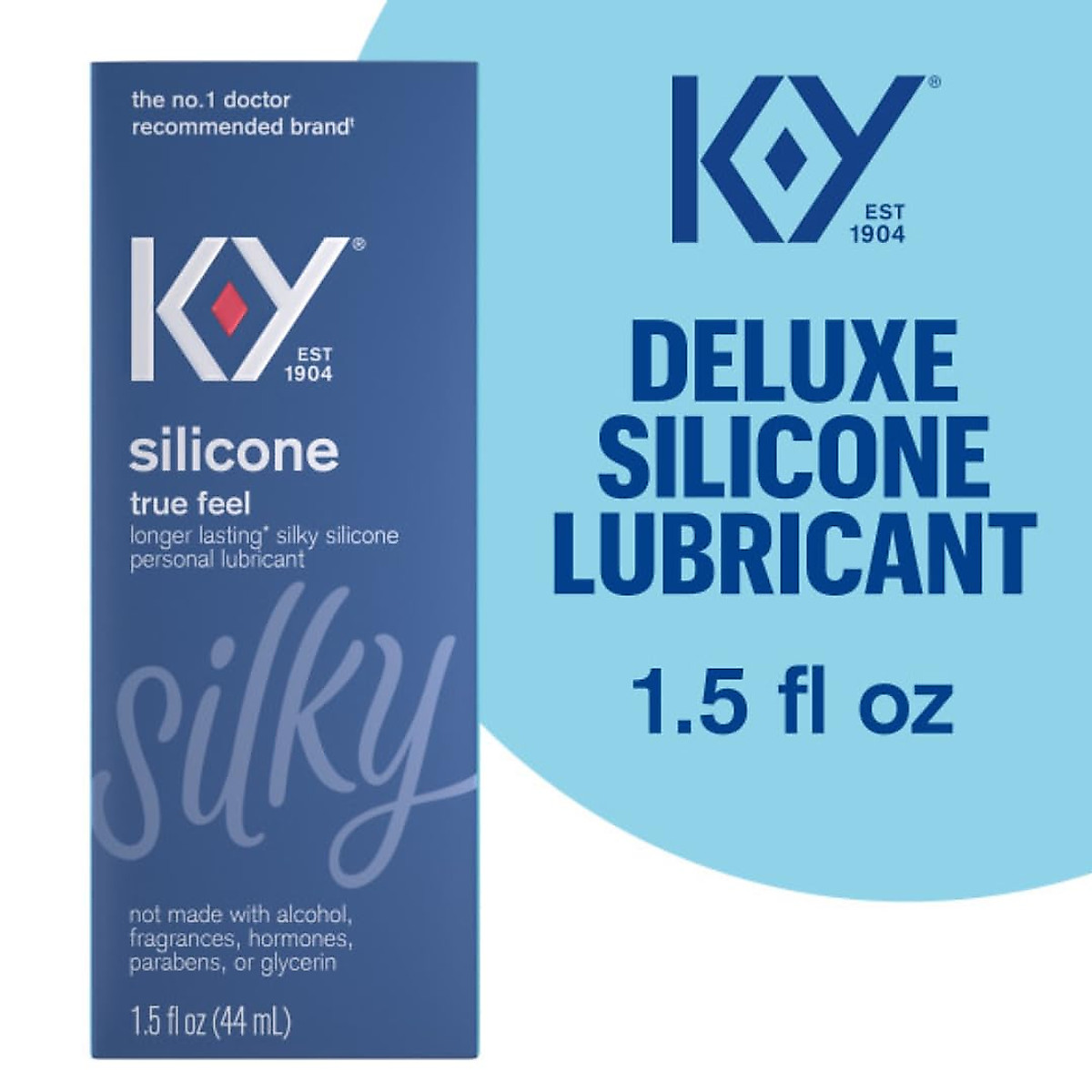 K-Y True Feel Lube, Personal Lubricant, Silicone-Based Formula, Safe to Use with Condoms, For Men, Women and Couples, 1.5 FL OZ (Pack of 2)