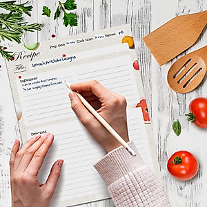 CraftSaints Full Size Recipe Pages 8.5x11'' Double-Sided Paper, (25 Sheets) No-Smear Matte Paper Recipe Pages for Binders, Convenient Blank Recipe Paper Refills (Vegetable)