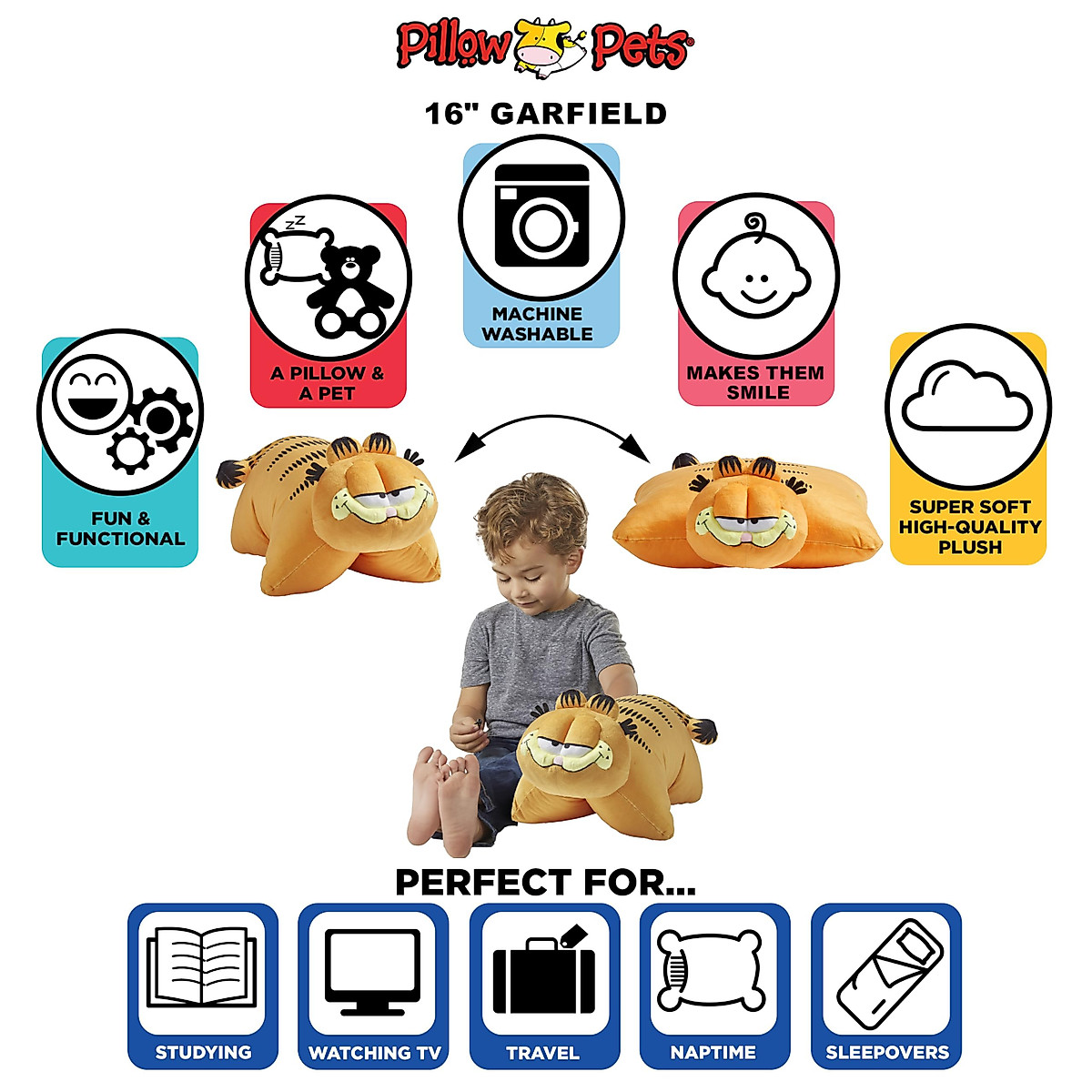 Pillow Pets Nickelodeon Garfield - Stuffed Animal Plush Toy