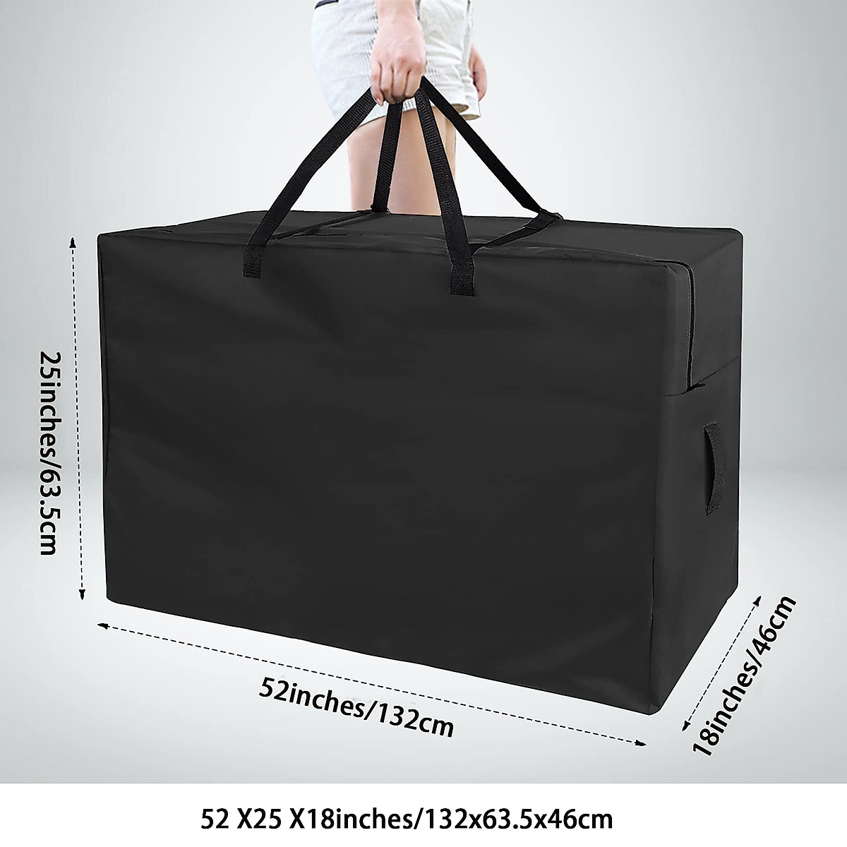 Andacar Folding Mattress Storage Bag for Tri-Fold Mattress, Fits Up for Full 6 Inch Mattress Folding Mattress Bag Trifold Memory Foam Mattress Case- 54 x 25 x 19 Inches