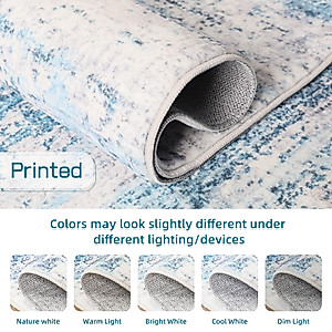 Dripex Abstract Contemporary Area Rugs, Coastal Blue 6x9 Soft Fluffy Rug Non-Shedding Bedroom Carpet for Living Room Kid/Laundry Room Kitchen, Washable Rugs Non-Slip & Sturdy Floor Mats for Home