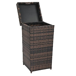 KECKS Brown Gradient with Top Cover Iron Frame Rattan Trash Can