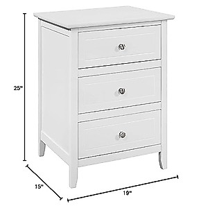 Glory Furniture Daniel 3 Drawer Nightstand in White