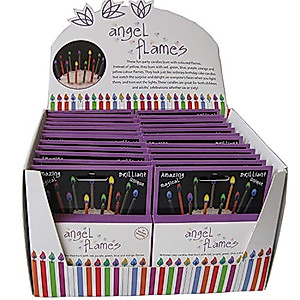 Angel Flames Birthday Cake Candles Happy Birthday Candles with Colored Flames (12pcs per Box, Holders Included) (12, Medium)