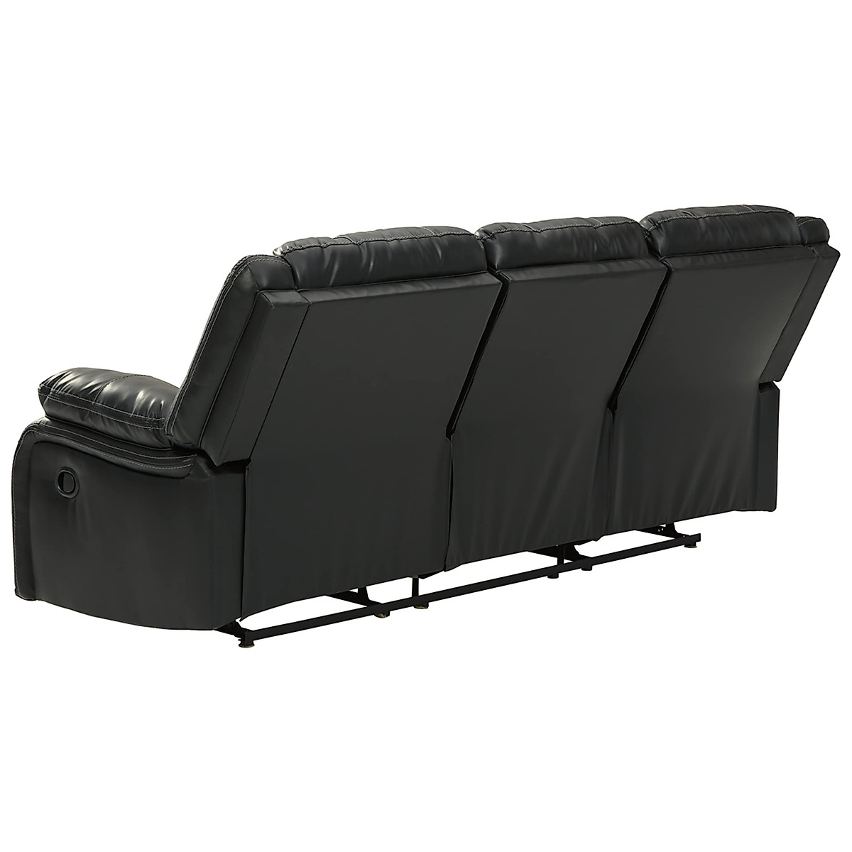 Signature Design by Ashley Calderwell Faux Leather Manual Pull-Tab Reclining Sofa, Black