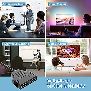Uzanpie HDMI Splitter 1 in 2 Out, HDMI Output Splitter Adapter for Dual Monitors Male 1080P to Dual HDMI Female 1 to 2 Way HDMI Splitter Adapter Cable for HDTV HD, LED, LCD, TV
