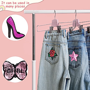 Ysleen 16 Pieces Purple Sequin Iron on Patches DIY Embroidered Patch Sequin Applique Lip Lipstick Patch Decoration Clothing Jeans Bag Sew on Repair for Woman Girl Garment Bag Shoes Caps Decor