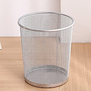 Cabilock Trash Can Stainless Metal Mesh Wastebasket Garbage Container Retro Waste Bin Steel Mesh Garbage
