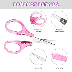 4 Pcs Small Scissors All Purpose, Stainless Steel Small Sewing Scissors Set with Protective Cover, Mini Detail Craft Scissors for Paper Cutting, Sewing, Scrapbooking, DIY Projects