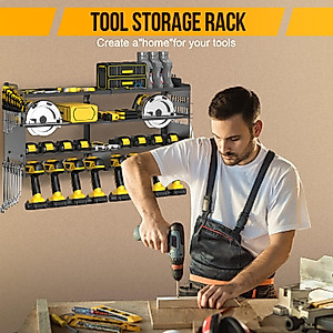 Power Tool Organizer, Drill Holder Wall Mount, Storage Rack for Cordless Drill, Heavy Tool shelf with Screwdriver Holder/Pliers Holder/Hammer