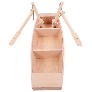 Unfinished Wooden Rowboat, Mini Wood Boat Model Figurine forIY Crafts School Project Birthday Party Home Office Table Decoration