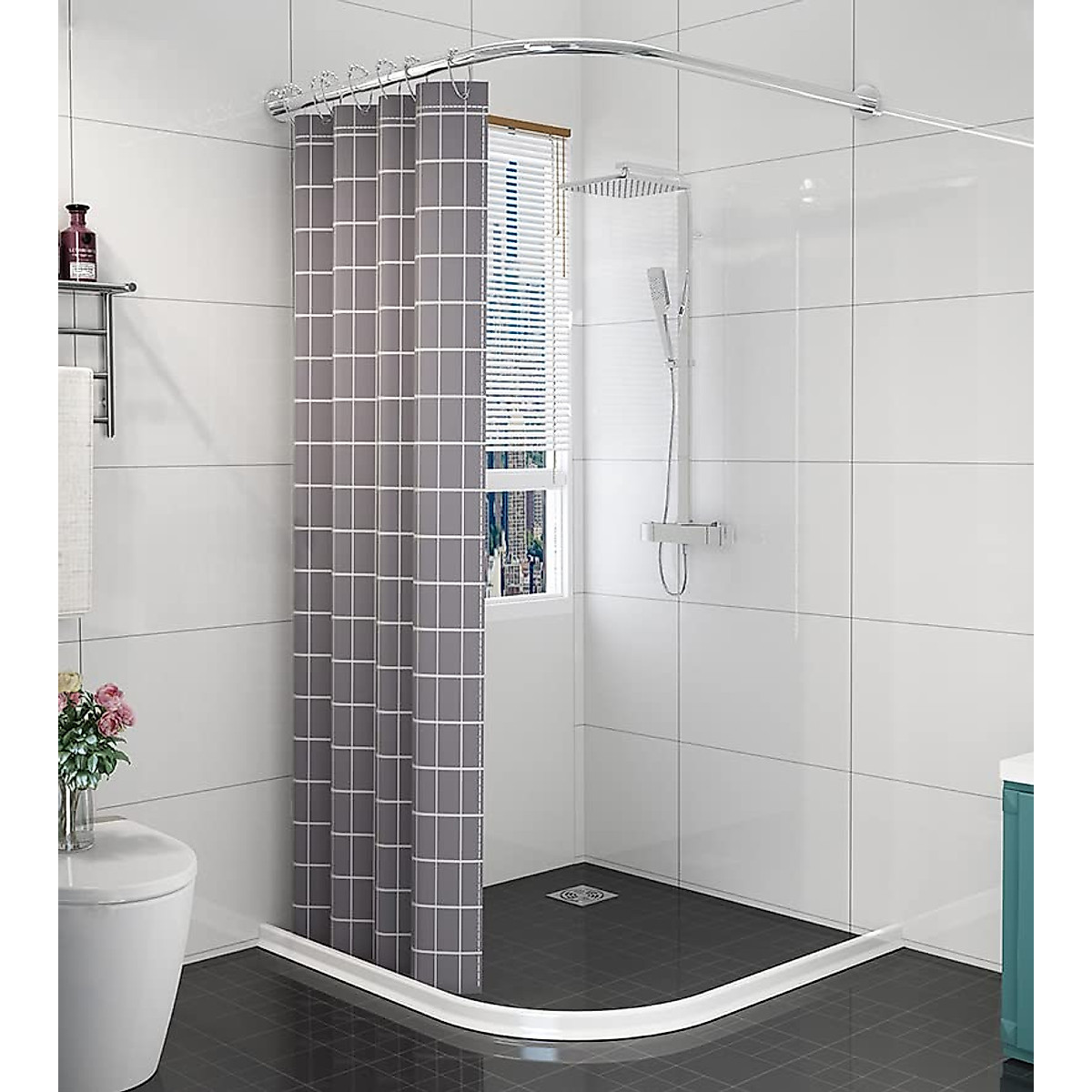 3" High Shower Water Splash Guard 67 Inch Collapsible Shower Threshold Water Dam Barrier Shower Dam Water Stopper To Keep Water In Shower Splash Guard For Walk In Shower Water Guard (5.6Ft）