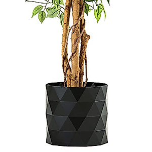 Deluxe 6 Feet Tall FICUS Silk Leaf Artificial Tree + 8" Base + 12" Plant Pot Skirt. 18 Feet of Vine Adorn Wide Real Trunks with Green Leaves Allowing Maintenance Free in-Door and Outdoor Use