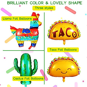 6 Pieces Mexican Fiesta Theme Party Balloons Mexican Taco Llama Cactus Jumbo Foil Balloons Mexican Fiesta Party Decorations for Cinco De Mayo Taco Bout Luau Party Birthday Baby Shower Supplies