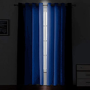 White Classic [2-Panels] Cozlo Blackout Curtains for Bedroom with Grommet Black Out Room Darkening Window Curtains Thermal Insulated Drapes (2 x 42x63 inch, Navy Blue)