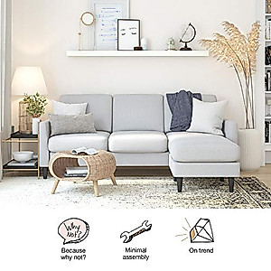 Mr. Kate Winston Sofa Sectional, Light Gray Linen