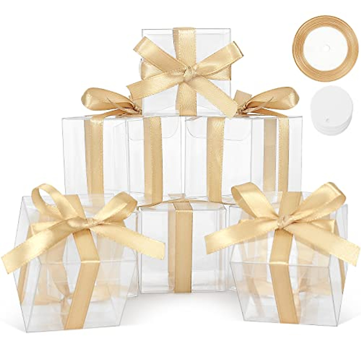 COTOPHER 35 Pcs Clear Boxes for Favors, 4x4x4 Inches Clear Gift Boxes PET Material Clear Cupcake Boxes Plastic Small Gift Boxes with Lids, Party Favor Boxes for Wedding Favors Baby Shower