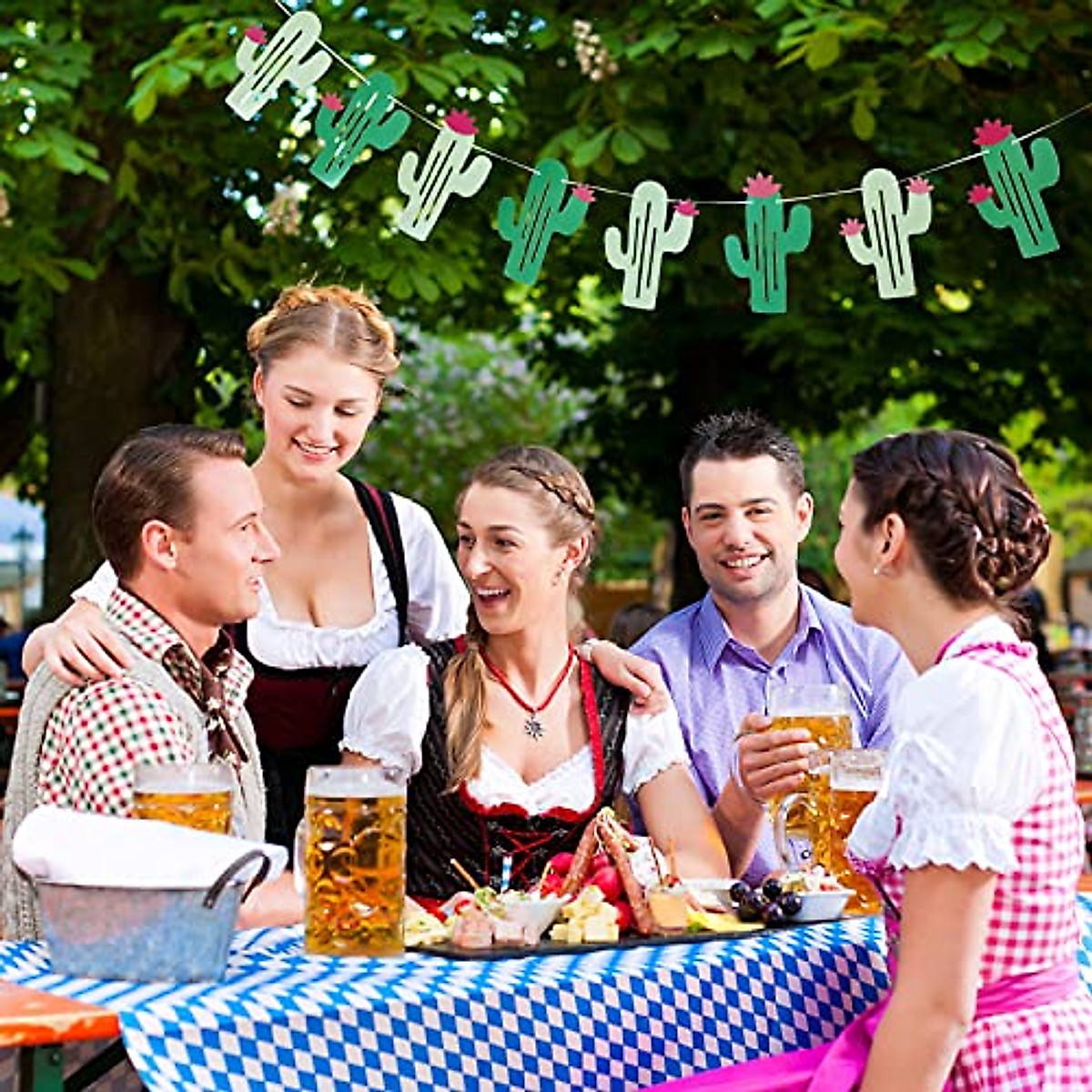 Tinksky Summer Theme Wedding Parties Decorations Single Sided Cactus Banner Pennant Tropical Party Birthday Party Festival Luau Hawaii children's party Decoration