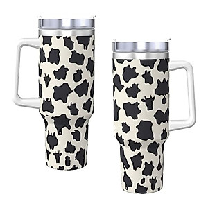 HULIBIN cow print04 Print Double Deck Stainless Steel Travel Coffee Cup With Lid 40 Oz Ice Bully Cup
