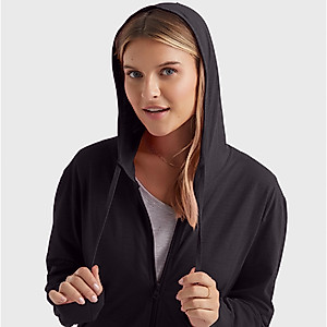 Hanes womens Slub Jersey fashion hoodies, Black, Small US