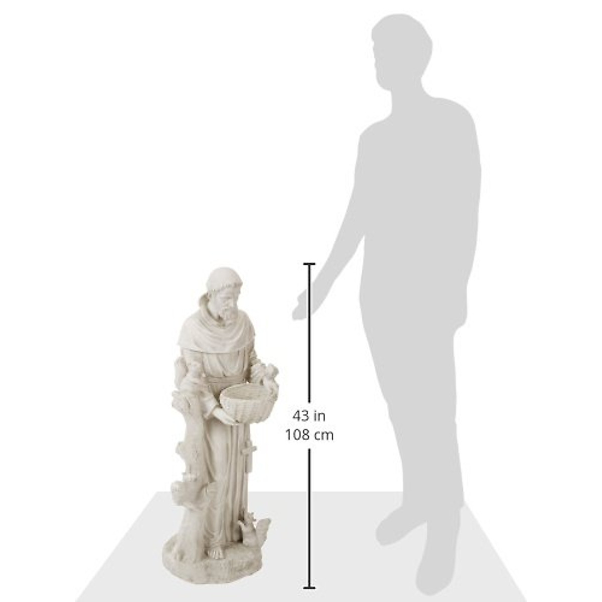 Design Toscano KY1299 Nature's Nurturer Saint Francis Garden Statue Birdfeeder, Large 37 Inch, Antique Stone