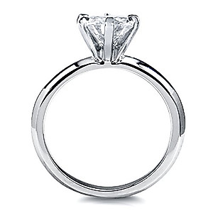 Kobelli Classic Solitaire Round Brilliant Moissanite Engagement Ring 1 Carat 14k White Gold (GH, VS), 6